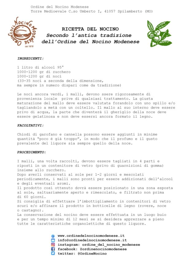 La ricetta | Ordine del Nocino Modenese